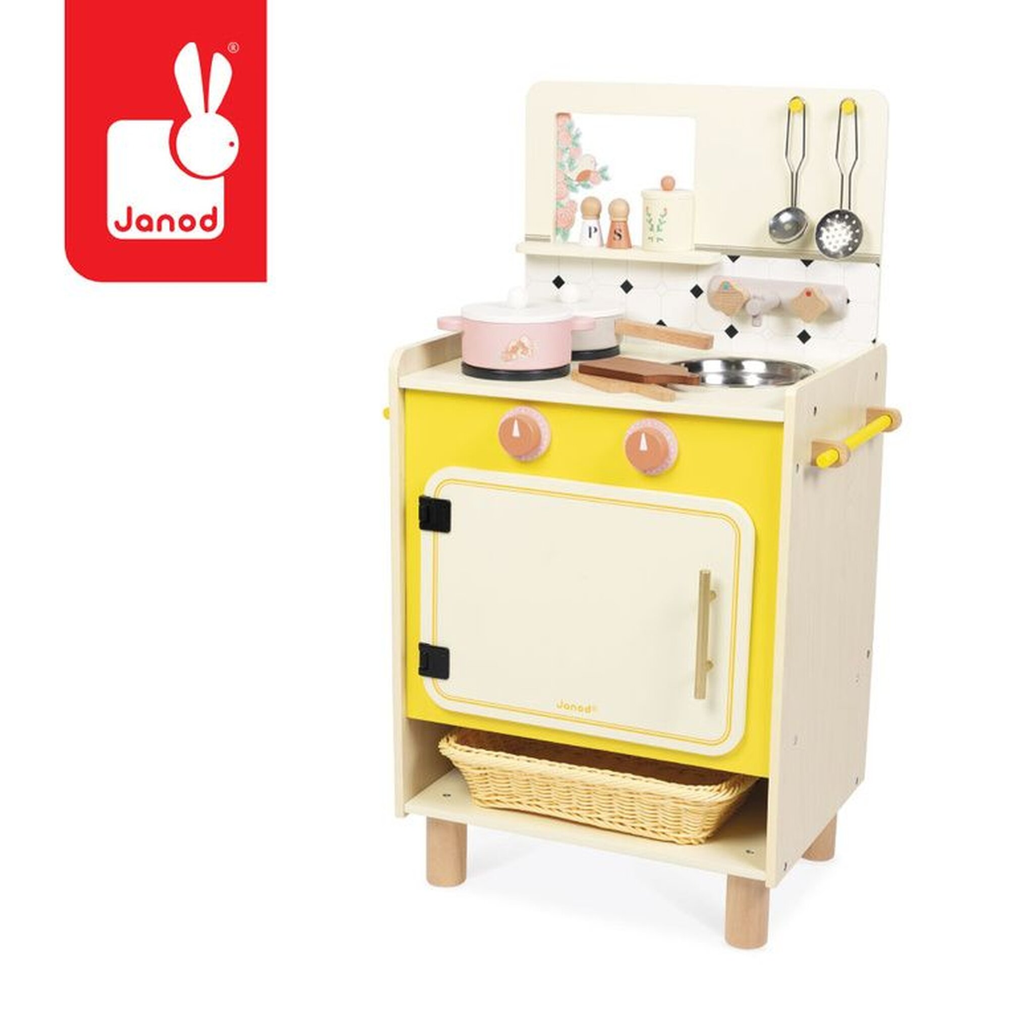 Игровой набор Janod - Детская деревянная игрушечная Кухня с духовкой, мойкой и аксессуарами - Янод J06641