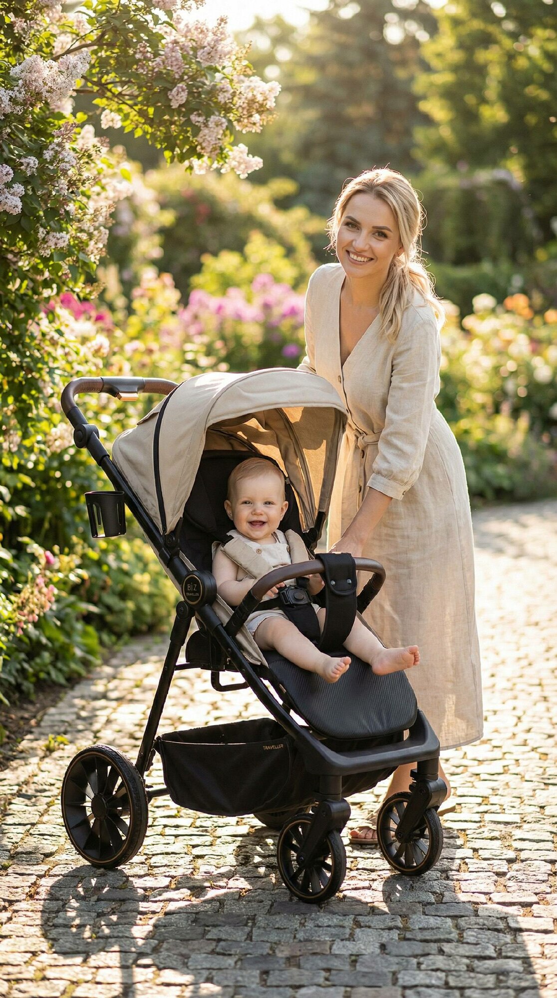Коляска прогулочная Bebizaro Traveller Beige (ДхШхВ) 91х56х110 см