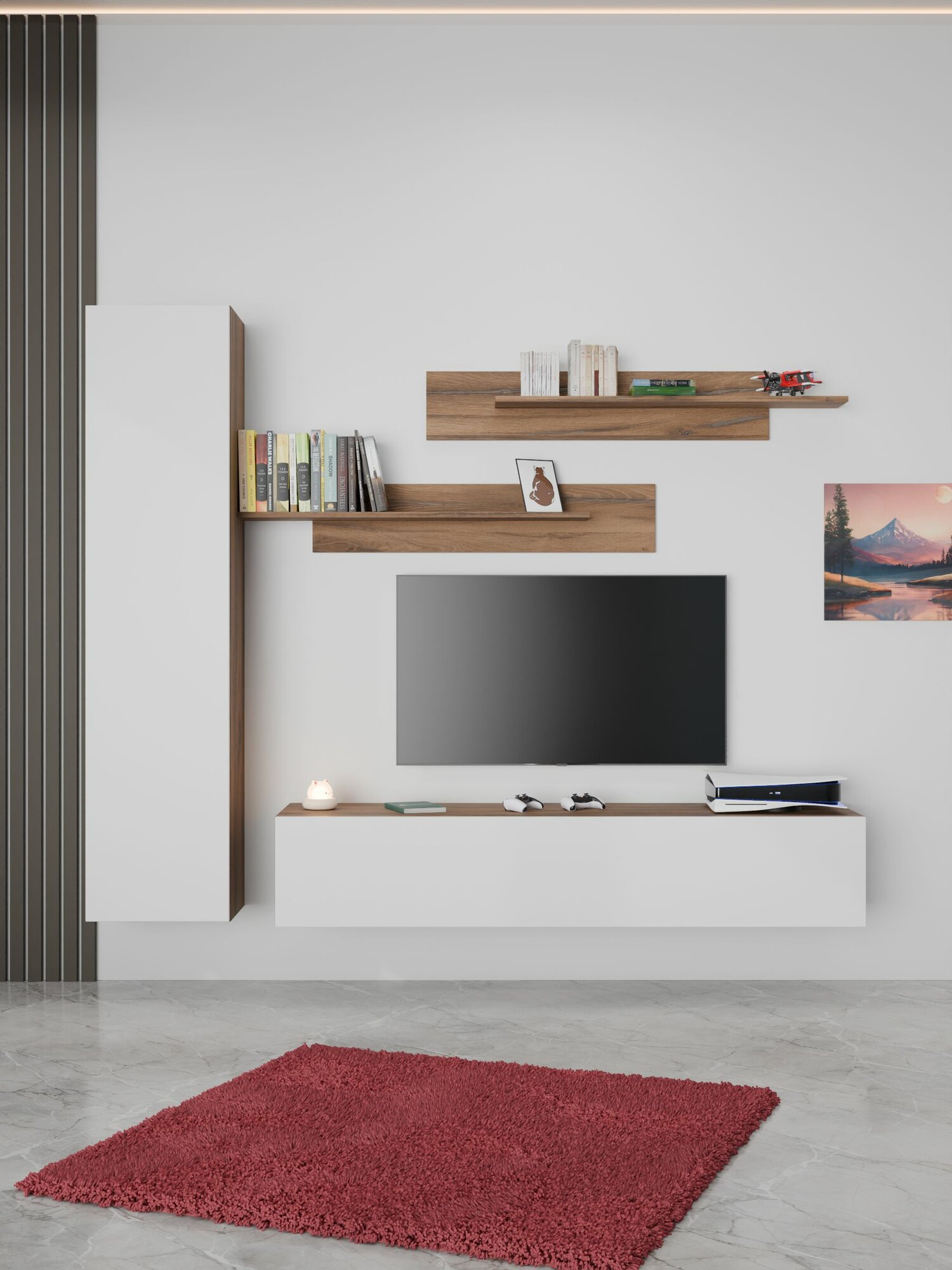 Стенка в гостиную, стенка для гостиной Флекс, подвесная 200х170х40 см (ШхВхГ)