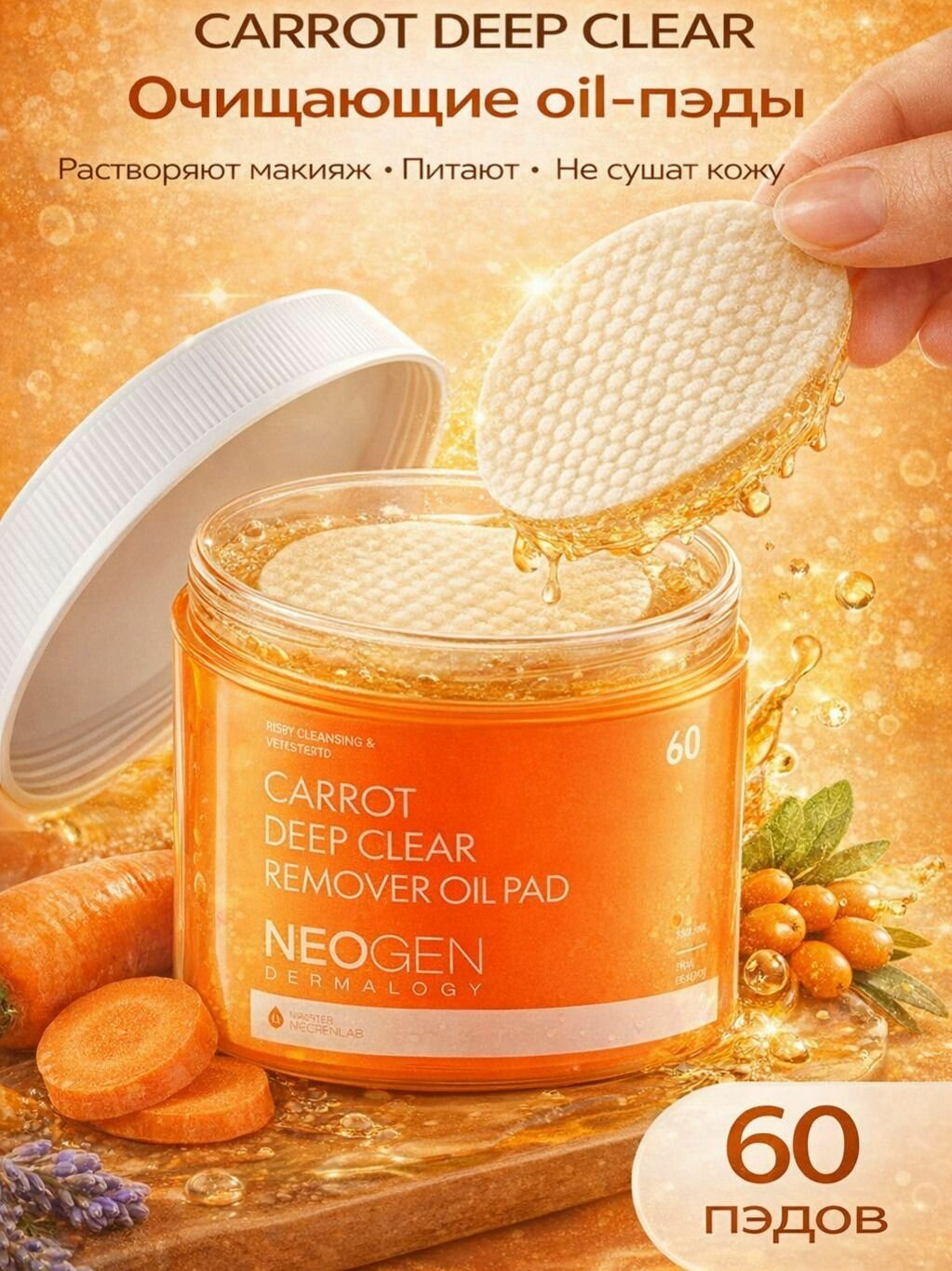 Neogen Очищающие пэды для снятия макияжа (60 подушечек)