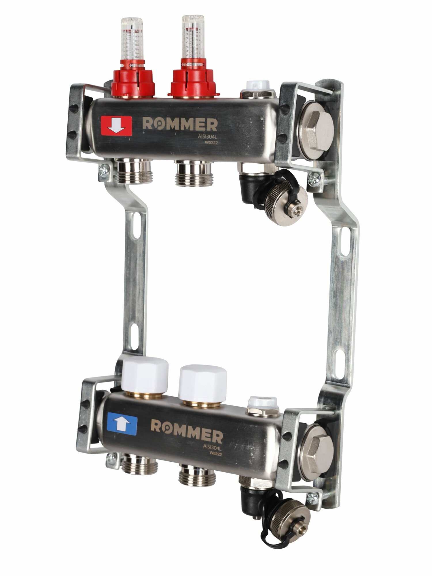 Коллектор распределительный Rommer RMS-1201-000002 с расходомерами 2 выхода