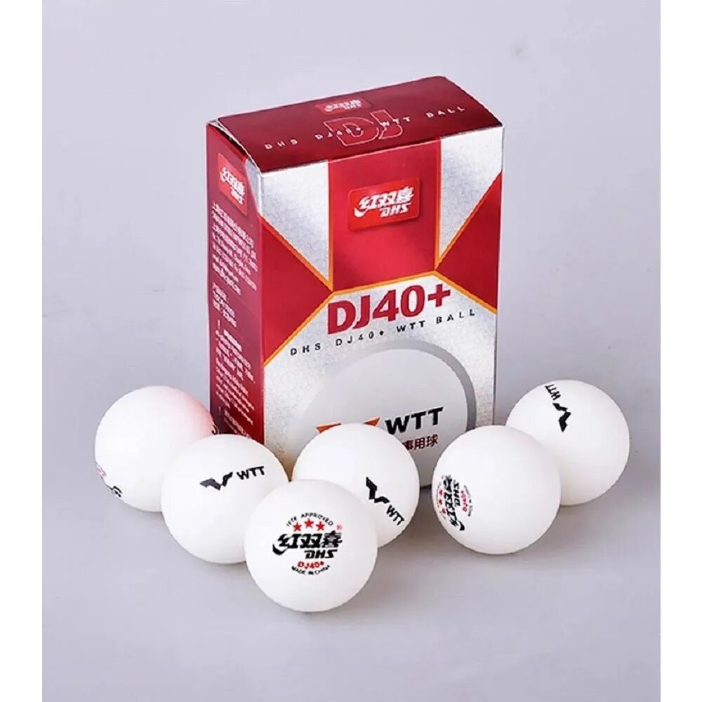 Шарики для пинг-понга DHS DJ40+ 3*** ITTF WTT Белые мячи для настольного тенниса 1шт — фото 1