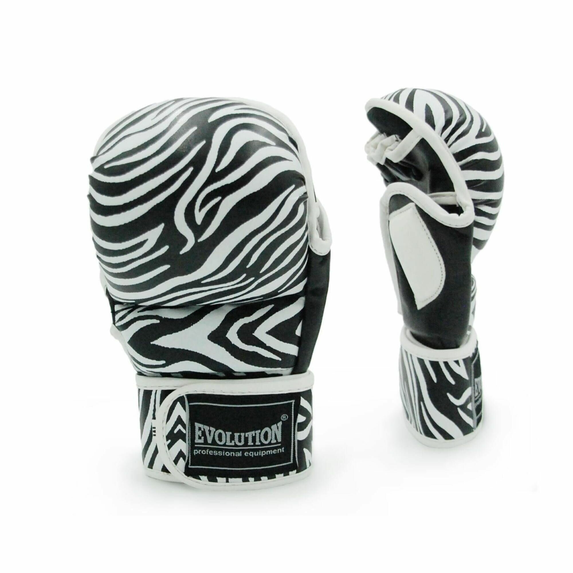 Перчатки для спаррингов Evolution Professional Equipment Zebra MMA, Decathlon, Цвет: Белый / Черный, Размер: L