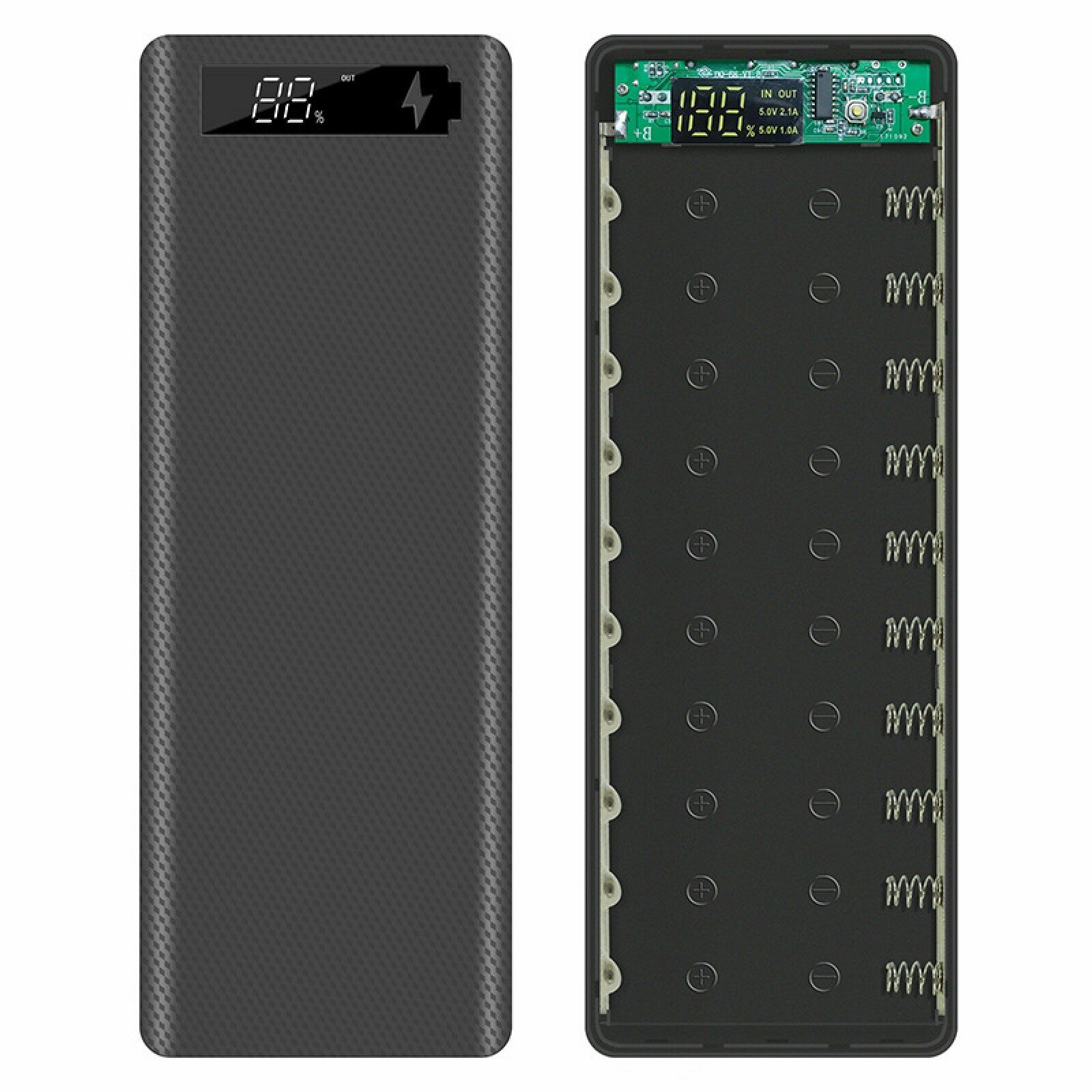 Корпус для внешних аккумуляторов MyPads 18650 Power Bank 10 аккумуляторов с дисплеем и портами USB/Type-C/Micro-USB
