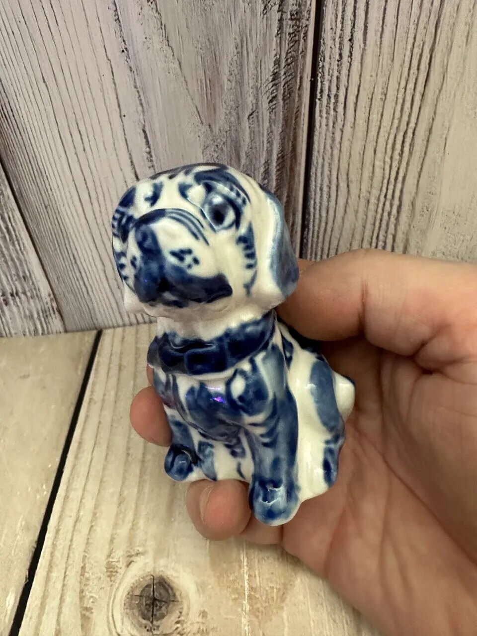 Статуэтка Собака Верный Друг Гжель Фарфор винтажная Авторская