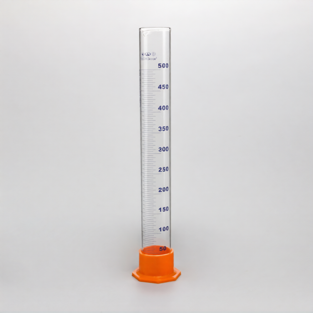 Цилиндр лабораторный исполнение 3-500-2 (с делением на пластмассовом основании), ГОСТ 1770-74.