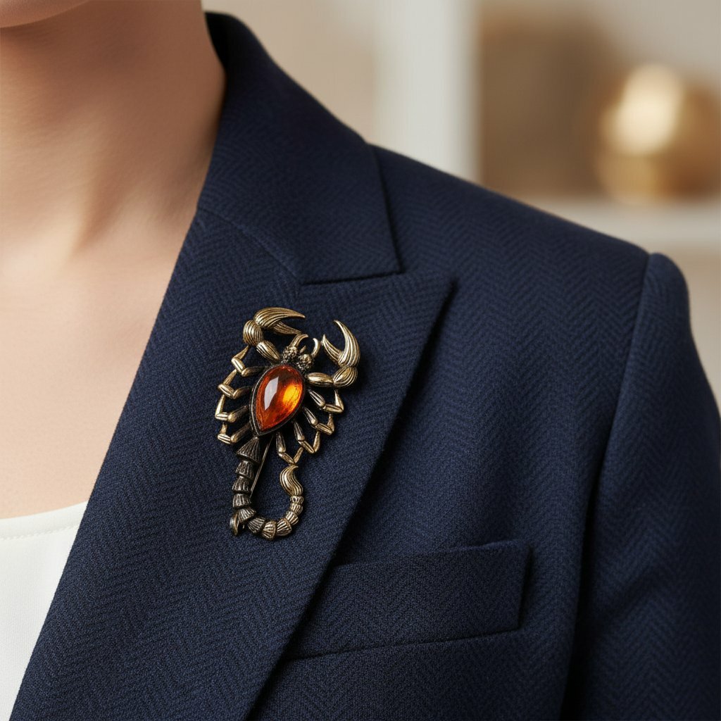 Брошь, янтарь