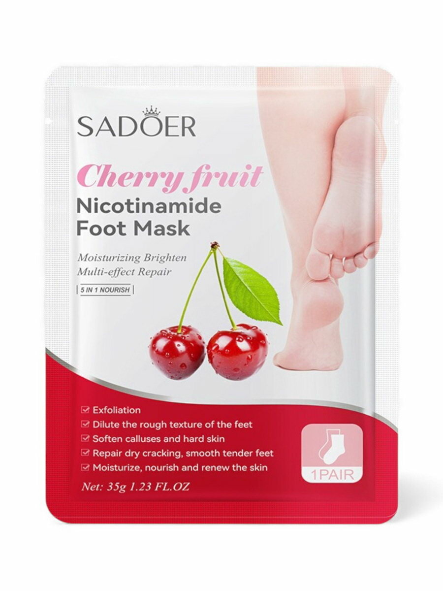 Отшелушивающая маска-носки для ног вишня, 35 г, назначение: пилинг, отшелушивание