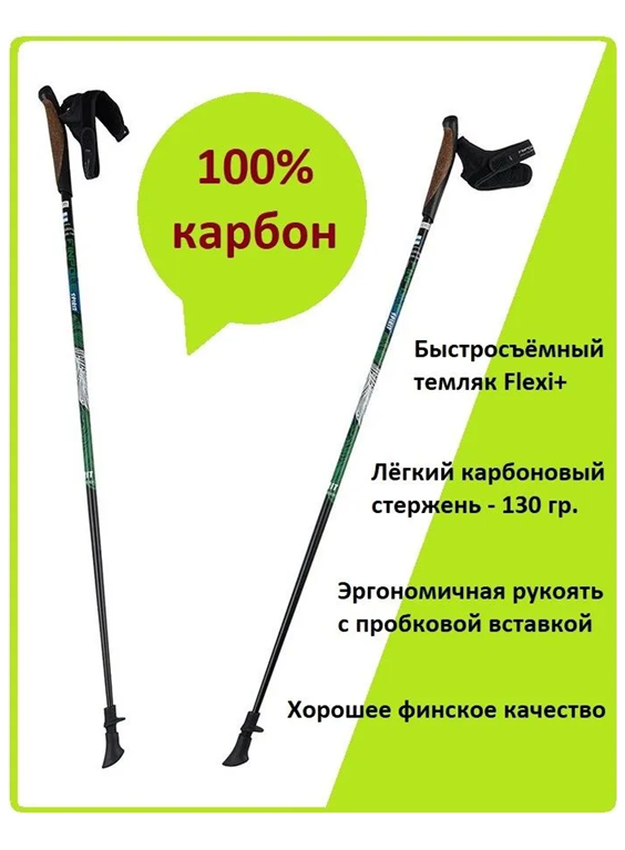 Палки для скандинавской ходьбы Finpole Spirit, 100% Карбон, 120 см.