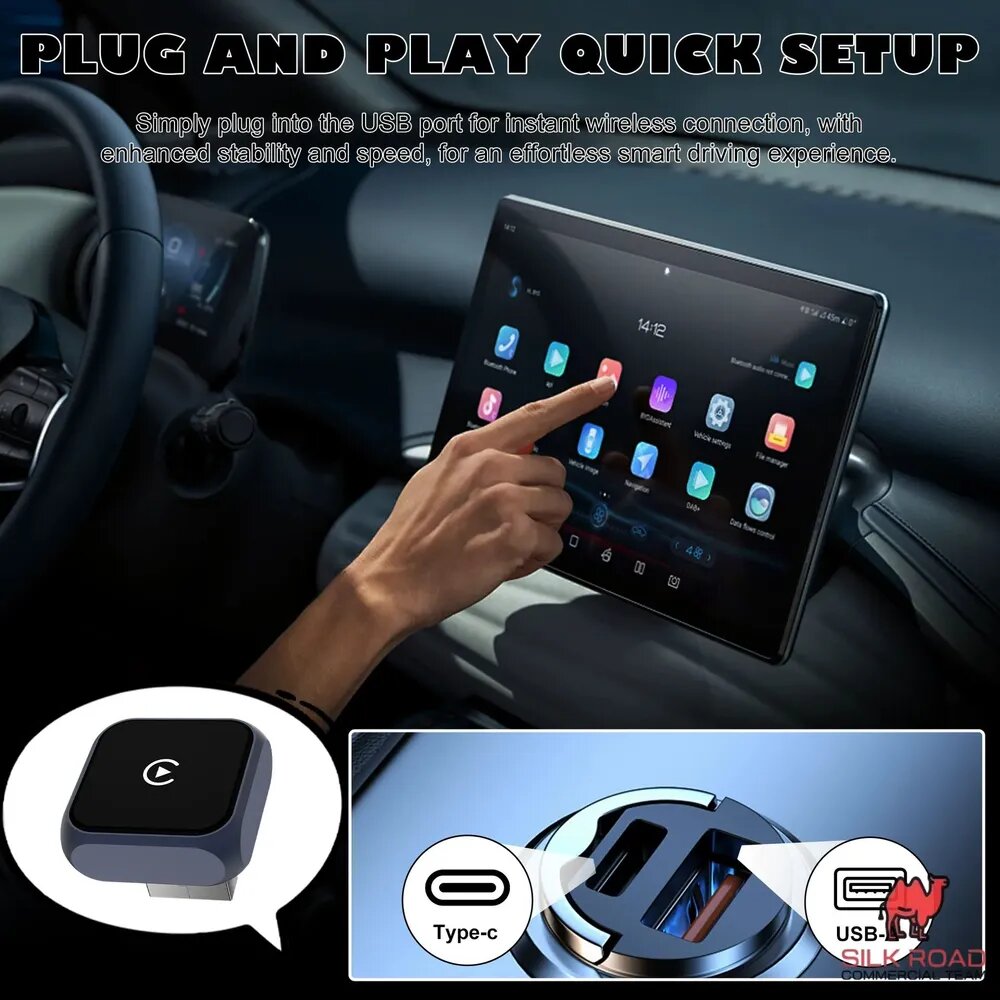 CP027-18 Беспроводной адаптер CarPlay для автомобиля, Wi-Fi, Bluetooth, синий — фото 1