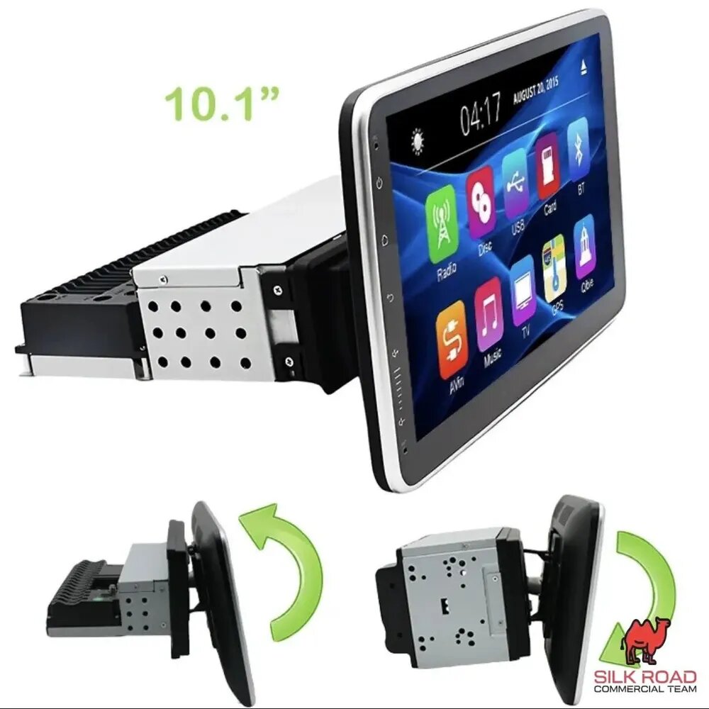 Универсальный автомобильный Android-навигатор 10.1 дюймов с вращающимся экраном 360° Bluetooth GPS USB