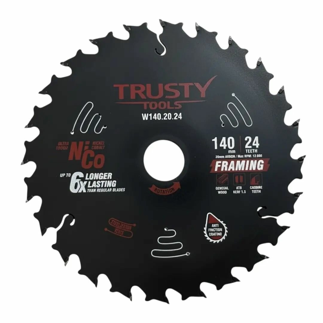 Диск пильный 140х20 24T по дереву Trusty-Tools Framing/Каркас