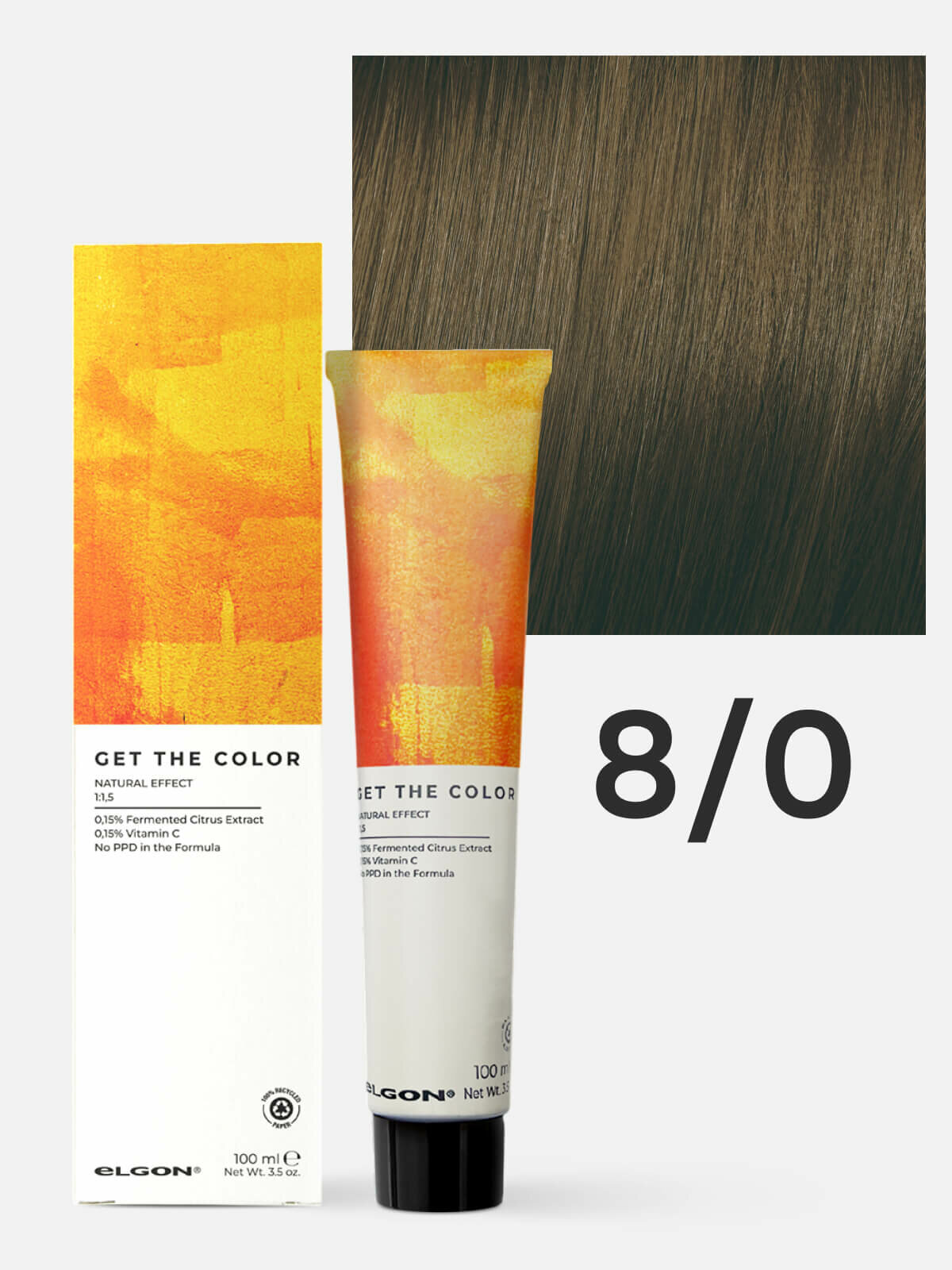Крем - краска для волос профессиональная Elgon Get the Color 8/0 Светлый русый Интенсивный, 100 мл