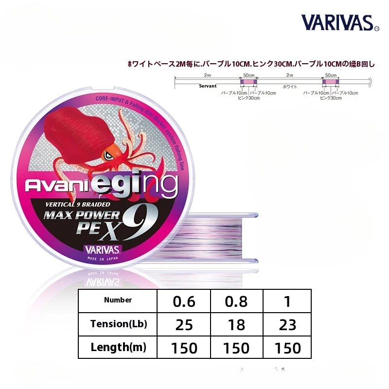VARIVAS Avan Egiing PEX9, леска плетеная, 1.0, 150м
