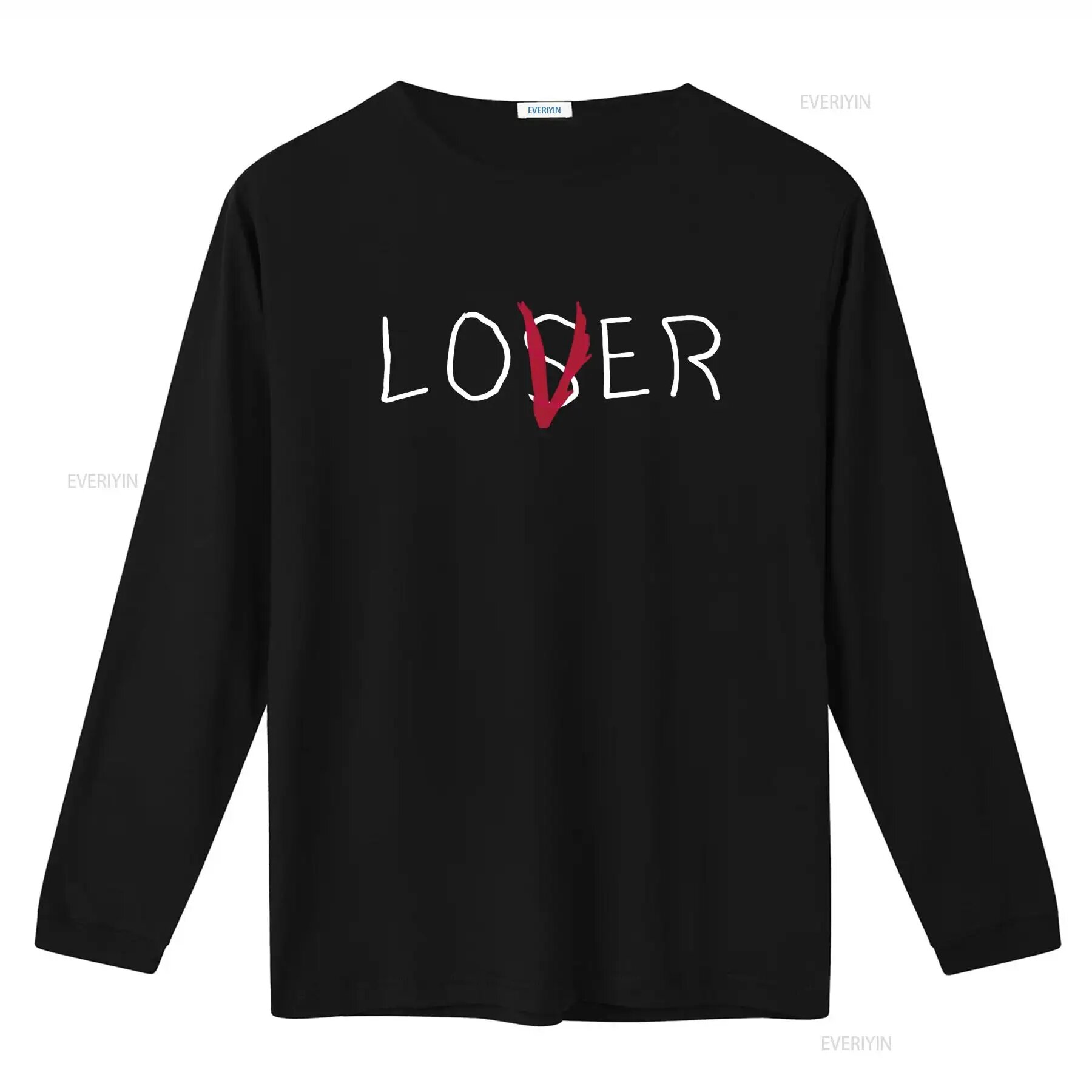 EWERIYIN Loser Lover темная футболка из хлопка Черный, М, black long sleeves