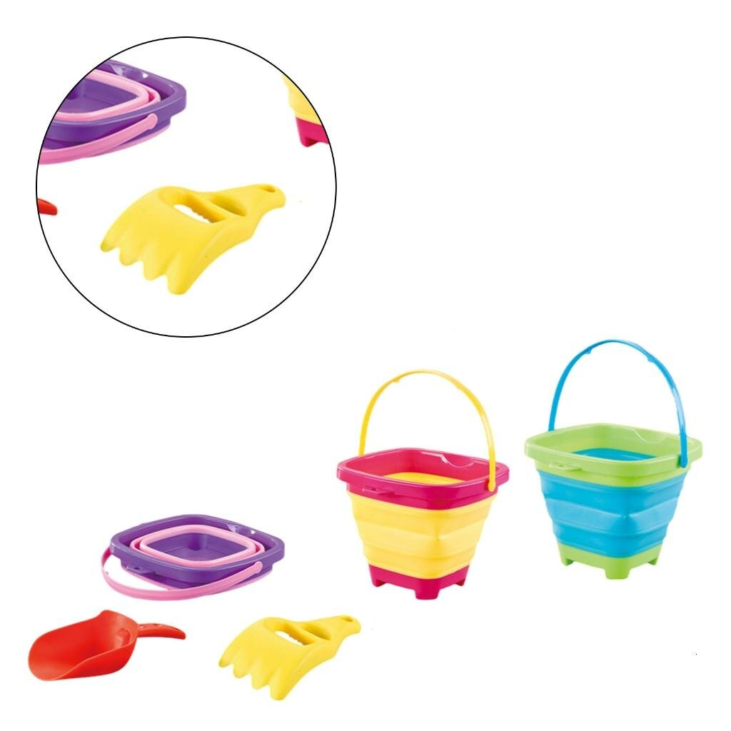 Детское складное ведёрко для песка, квадратная лопата- грабли