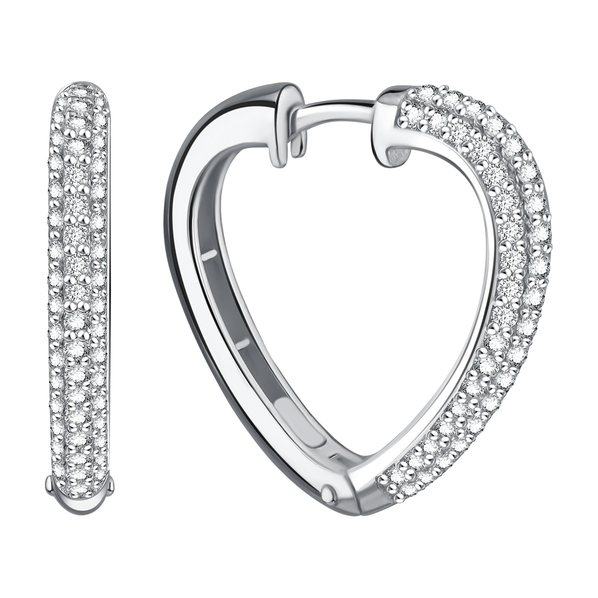 Серьги, серебро, 925 проба, родирование, фианит