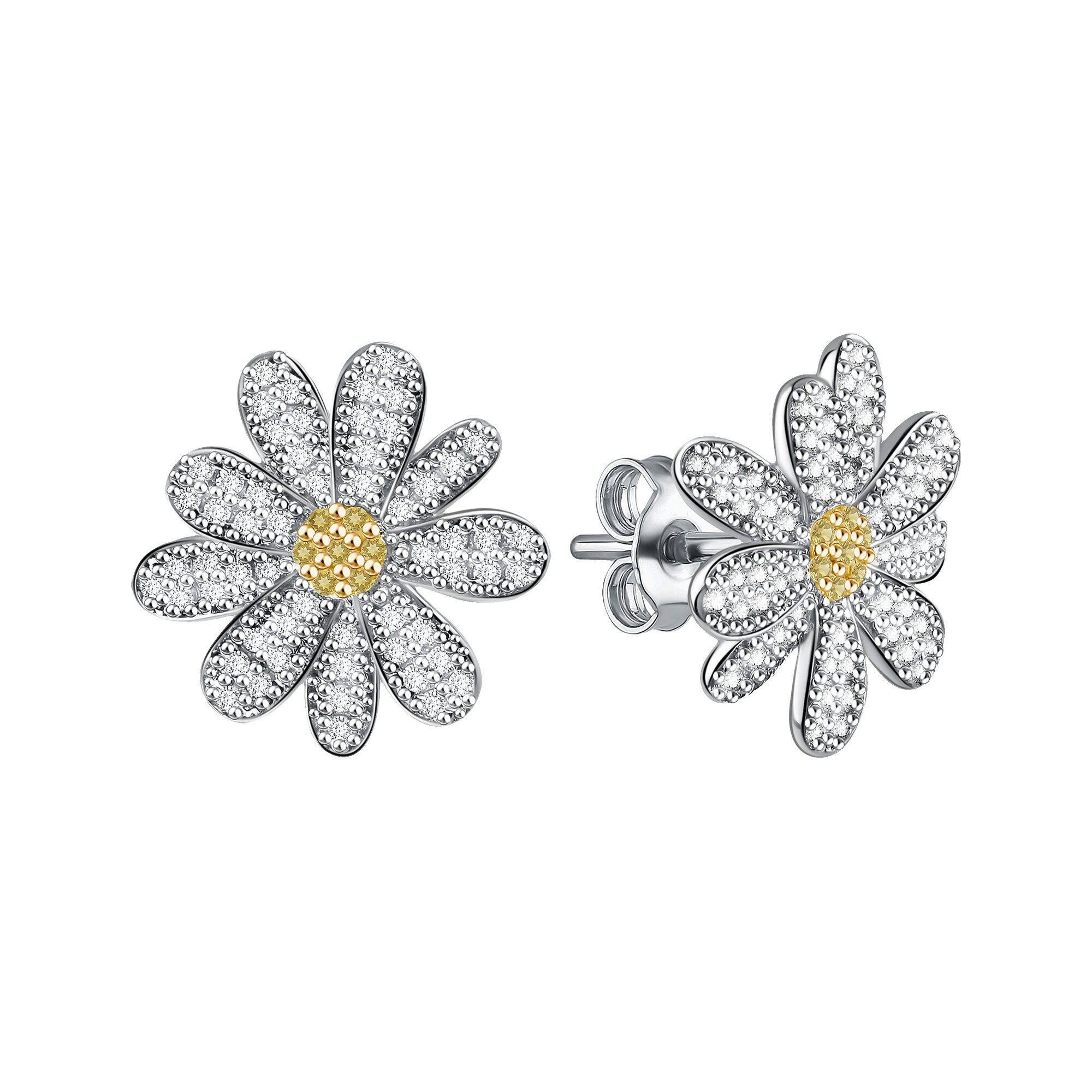 Серьги Diamant online, серебро, 925 проба, родирование, фианит