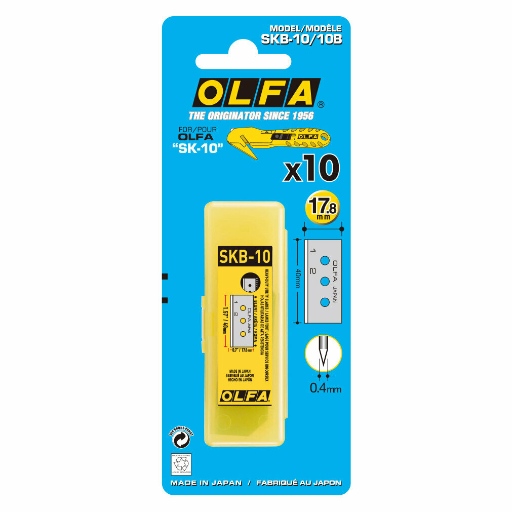Запасные лезвия для ножа OLFA 10 шт, четырёхпозиционные, с четырьмя режущими кромками SKB-10/10B