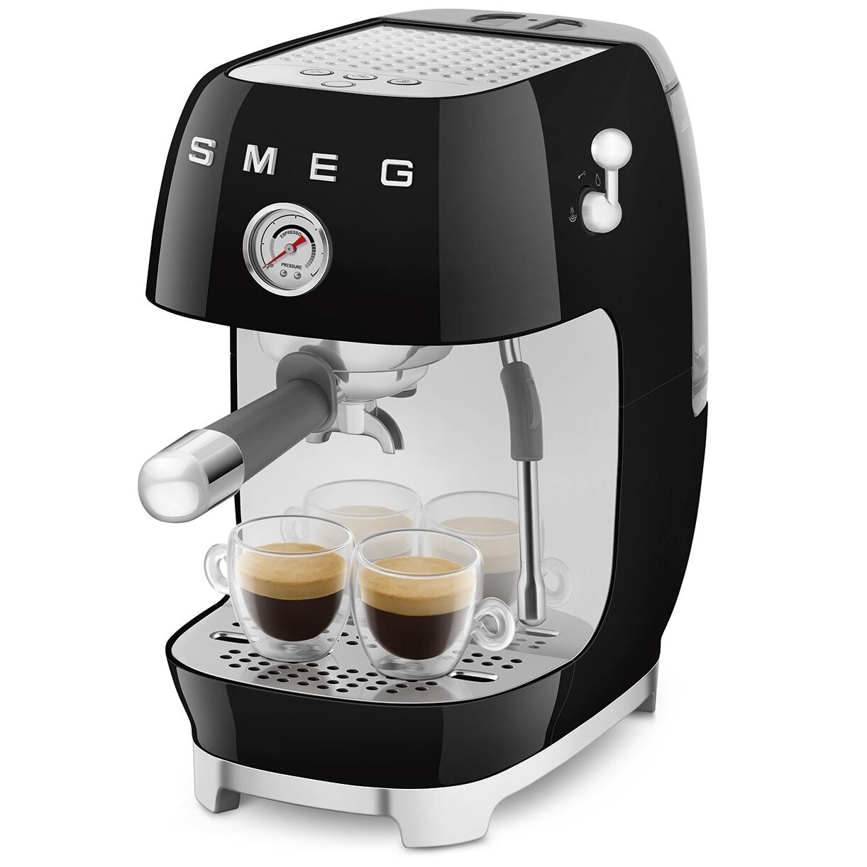 Кофеварка рожковая Smeg Macchina da Caffè Espresso Manuale 50's Style Nero Lucido ECF03BLEU