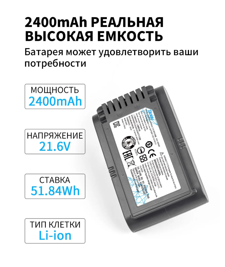 VCA-SBTA60 Аккумуляторная батарея для пылесоса Samsung Jet 60 turbo Jet 75E Complete VS15A6031R4 VS15A6031R5 VS20B75ACR5 VS20B75ADR5