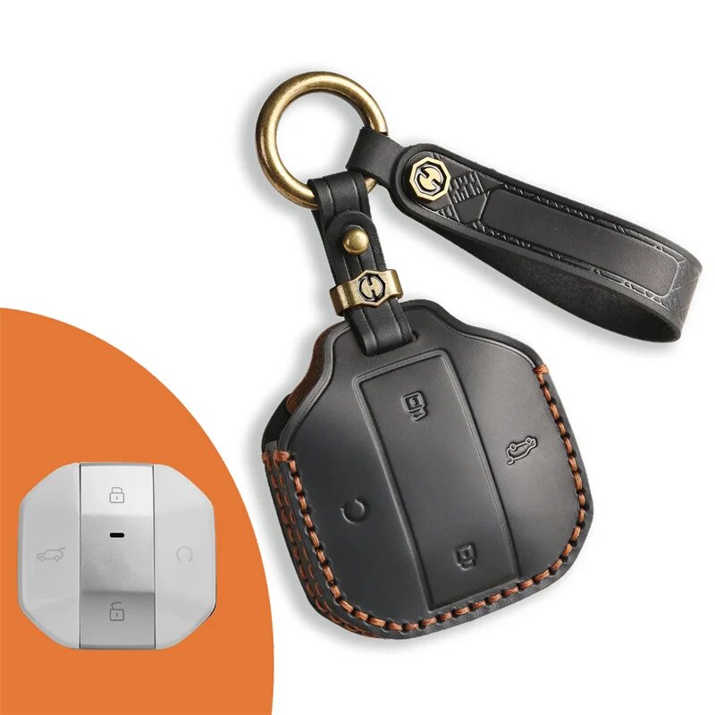 Кожаный чехол для автомобильного ключа для Jetour Freedom T2 Traveller T1 2025 + защитный black
