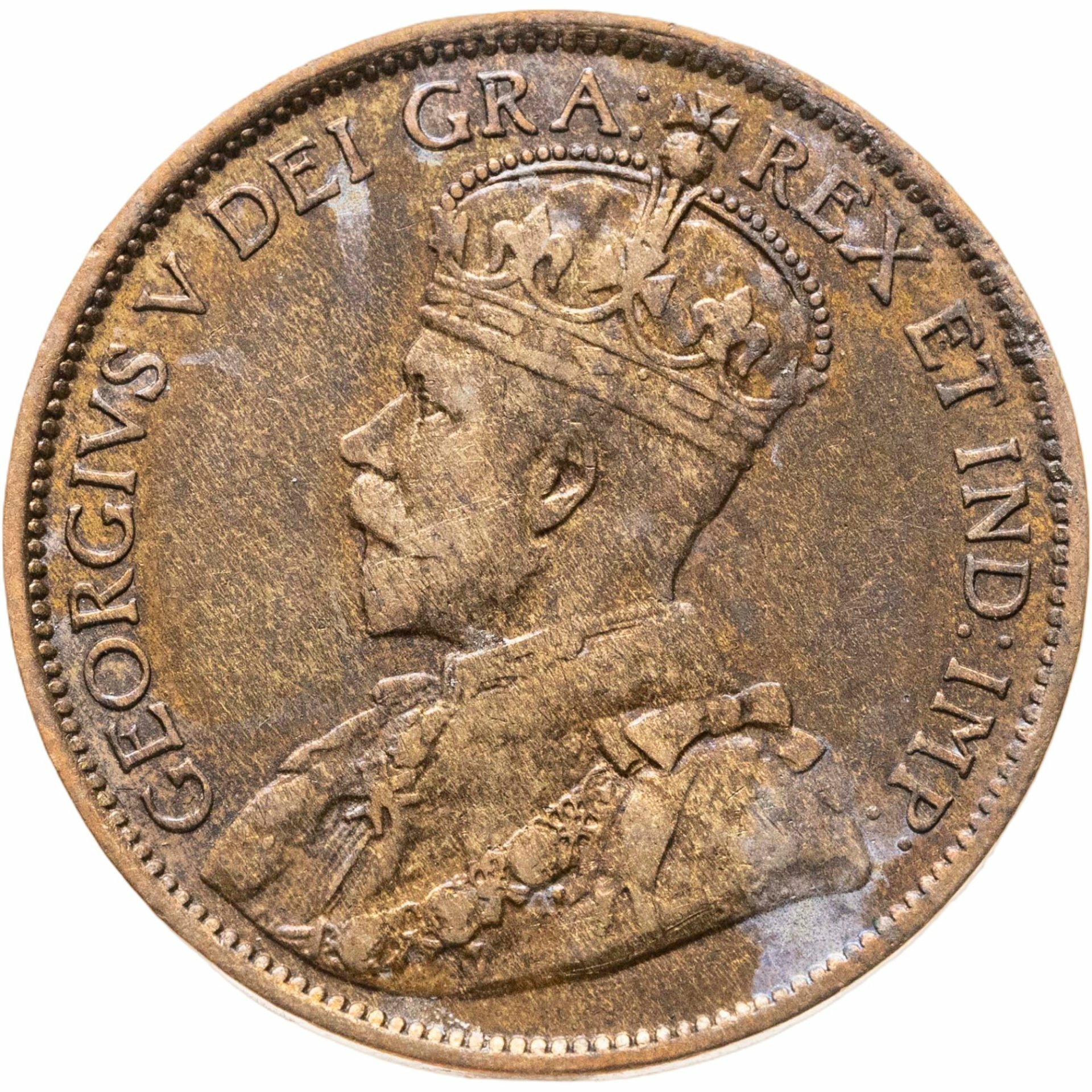 Канада 1 цент cent 1913, Бронза, в сохранности VF