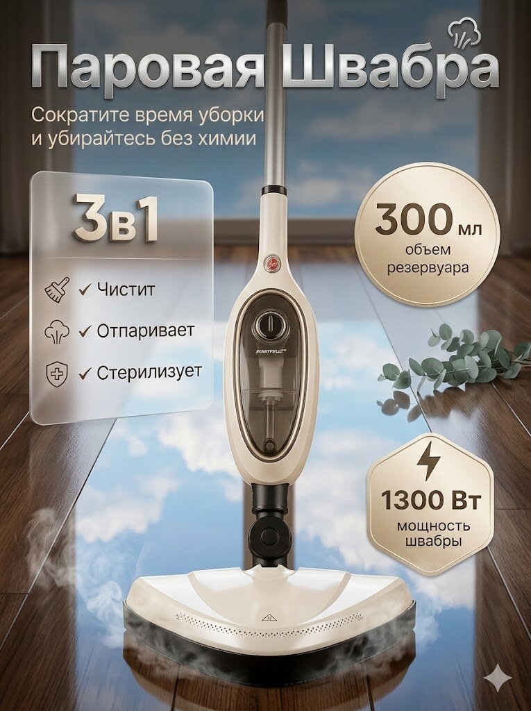 Паровая швабра для пола 10 в 1, пароочиститель, парошвабра, электрошвабра для дома