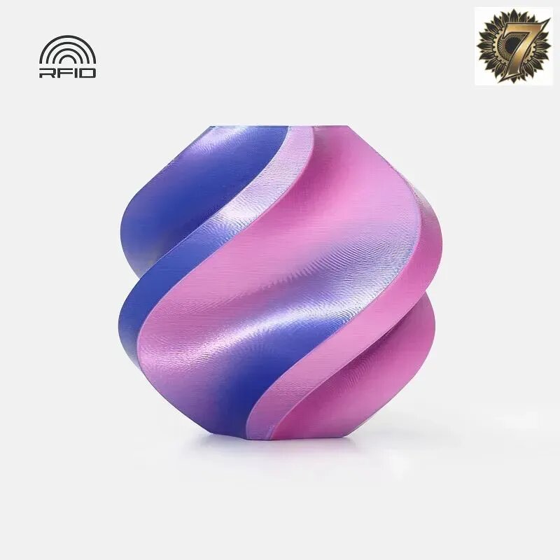 Bambu Lab Расходные материалы для 3D-печати PLA Silk multicolor silk gradient, интеллектуальное распознавание параметров RFID, Голубой розовый 13903 (с лотком)
