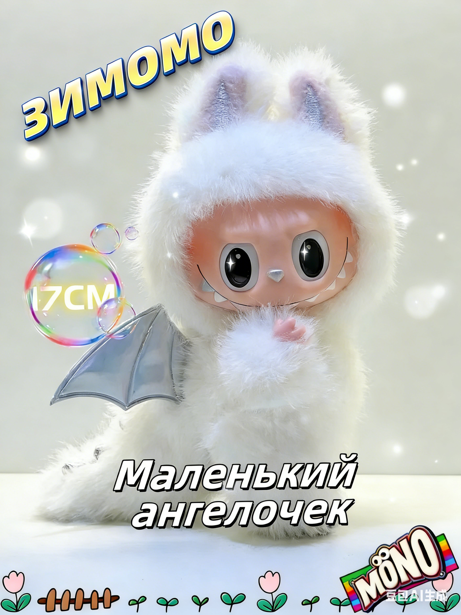 Специальная модель Labubu - Маленький ангел, 17 см, белый Zimomo