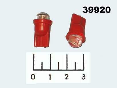 Лампа светодиодная 12V T10 красная 8мм 140гр