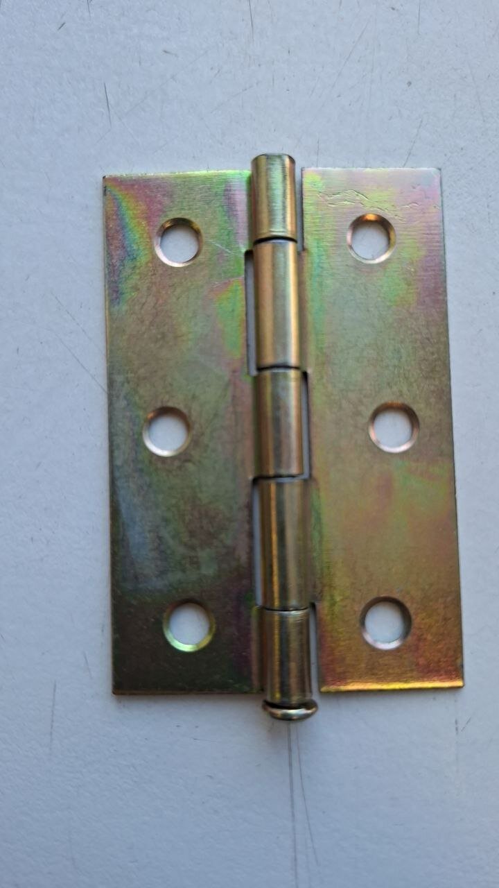 Петля мебельная карточная 60х40 мм оцинкованная, петли без доводчика с винтовым креплением комплект 2 штуки для кухонных гарнитуров, мебели, фасадов