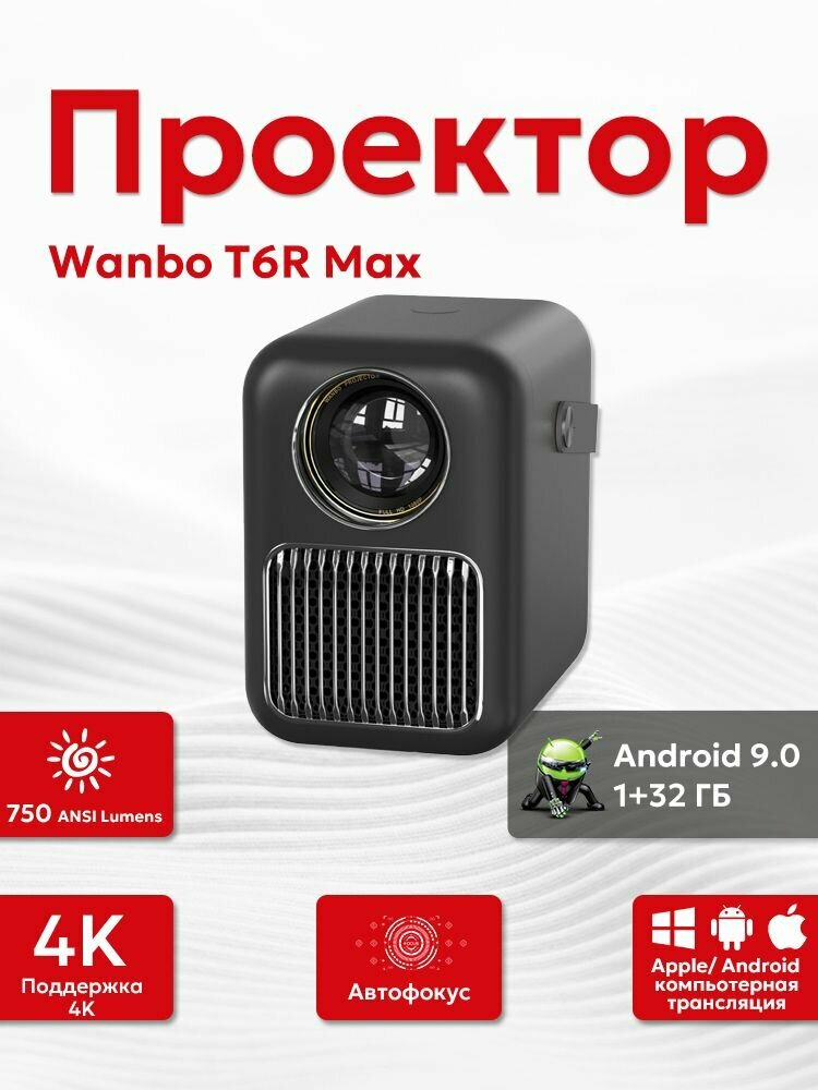 Проектор Wanbo T6R Max Full HD с Wi-Fi и Bluetooth для домашнего кинотеатра