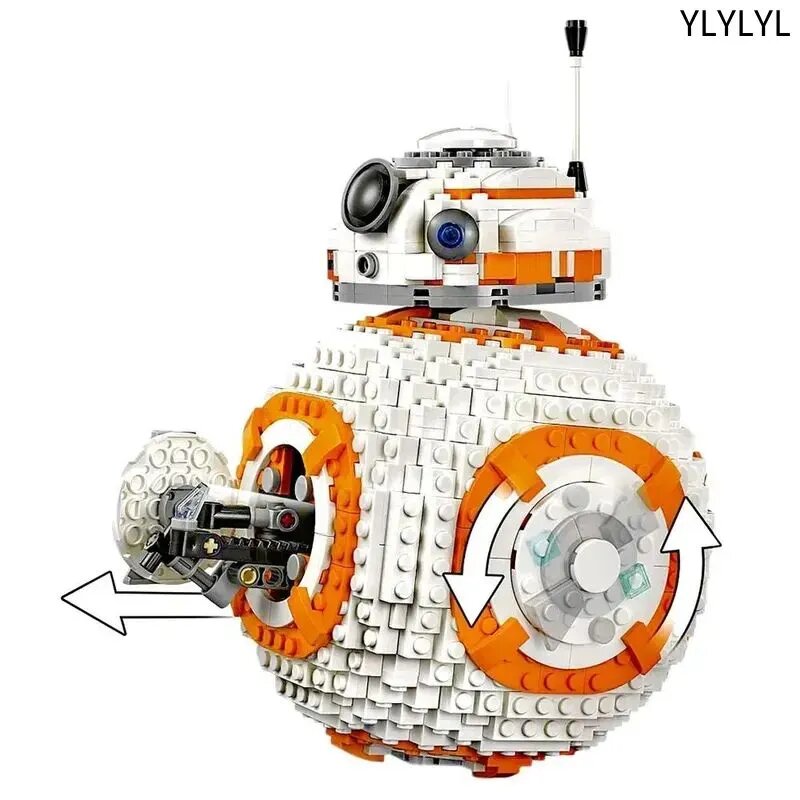 Конструктор из кирпичиков Space Wars BB-8, 1106 деталей, белый с оранжевым, для детей от 6 лет — фото 1