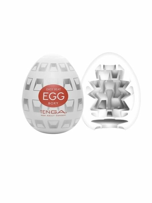 Мастурбатор-яйцо Tenga "Egg Boxy", термопластичный эластомер, с лубрикантом, белый