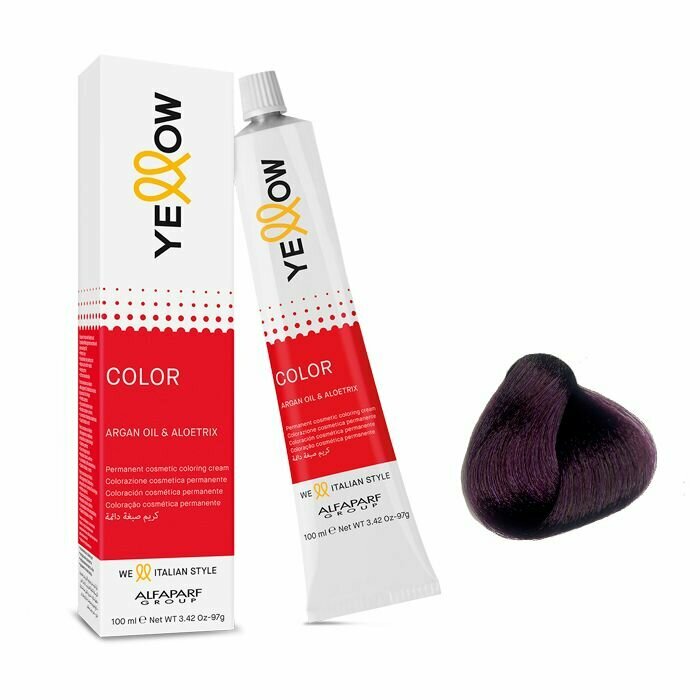 Краска для волос перманентная профессиональная YE COLOR 5.22 (светлый интенсивно-фиолетовый коричневый), 100 мл 16687
