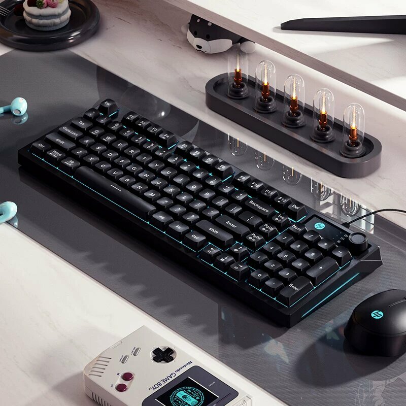 HP Механическая Проводная Клавиатура для Офиса Дома Типинга Тихая Игровая Настольная Черная