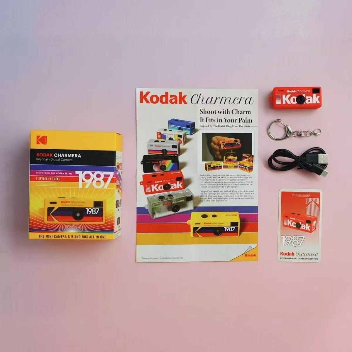 Мини-камера Kodak 1987 в стиле ретро, брелок-сюрприз, милый фотоаппарат