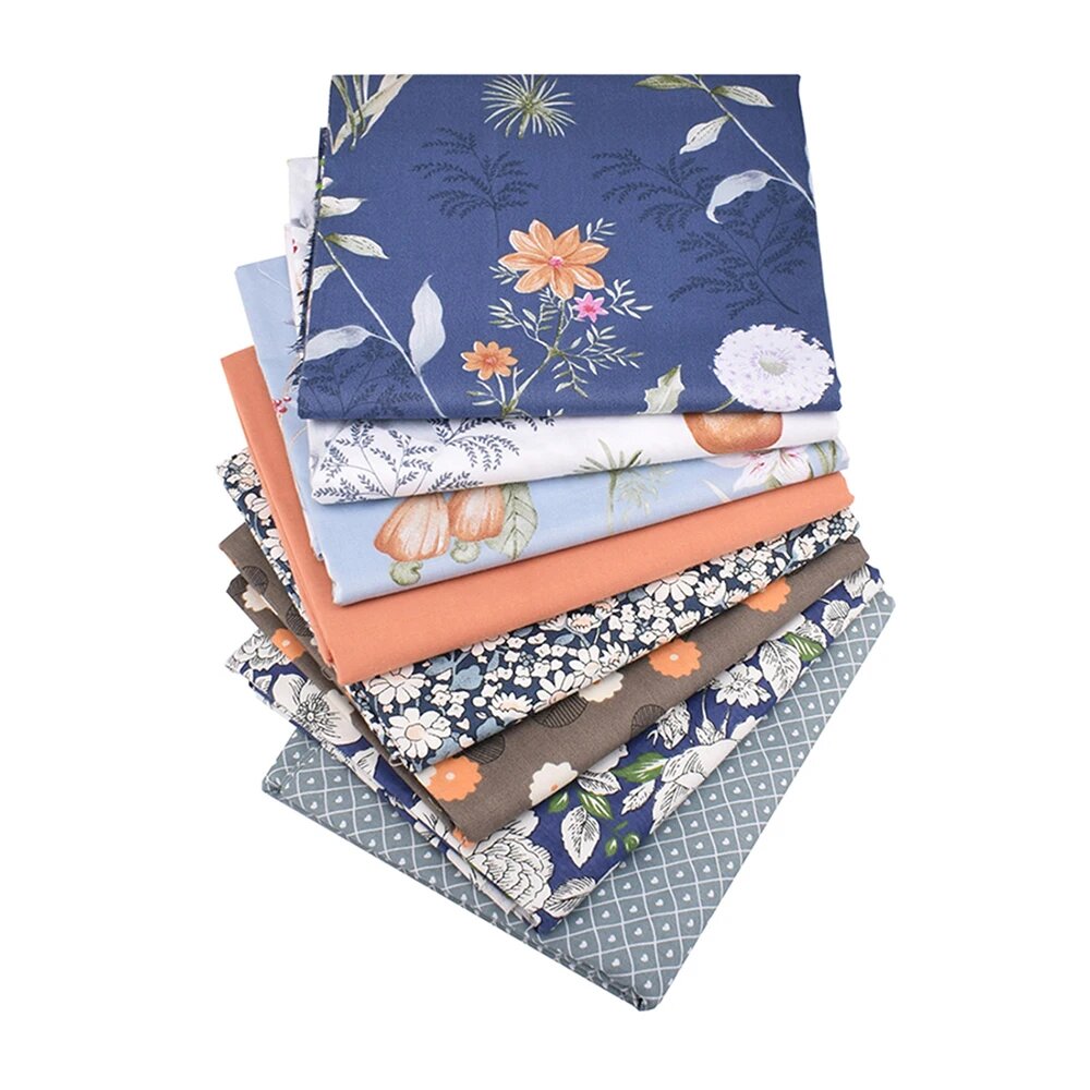 Набор хлопчатобумажных тканей с принтом 20x25 см, 8 шт, Цвет: 1C115-8pieces