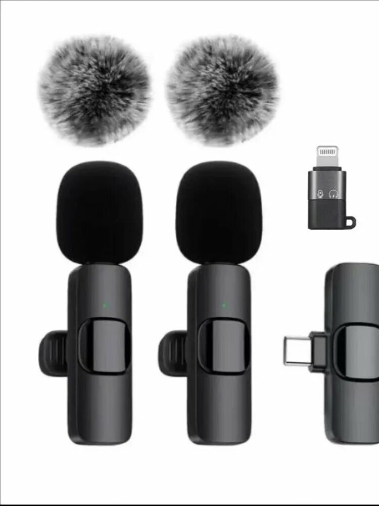 Микрофон для мобильного устройства микрофон петлиЧный беспроводной, айфон/айпад/андроид для подкастов, записи видео, кристально чистый звук O60N, черный матовый