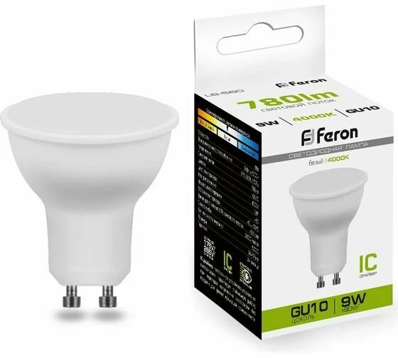 Светодиодная лампа FERON 9W 230V GU10 4000K