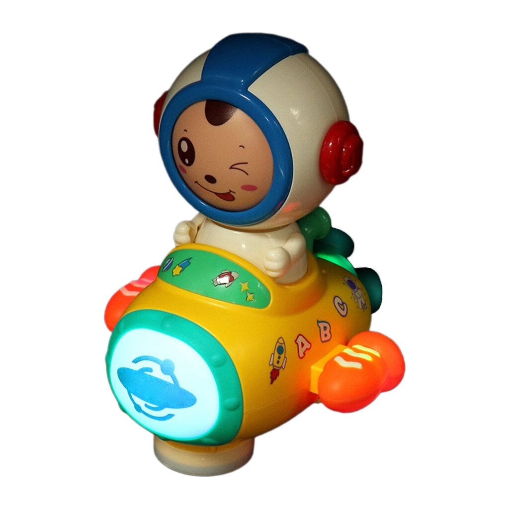 Милый Космический Корабль Форма Электрического Карданного Колеса Пресс Изменение Лица Игрушка Музыкальное Освещение Детская Игрушка Мальчик Девочки Рождественский Подарок