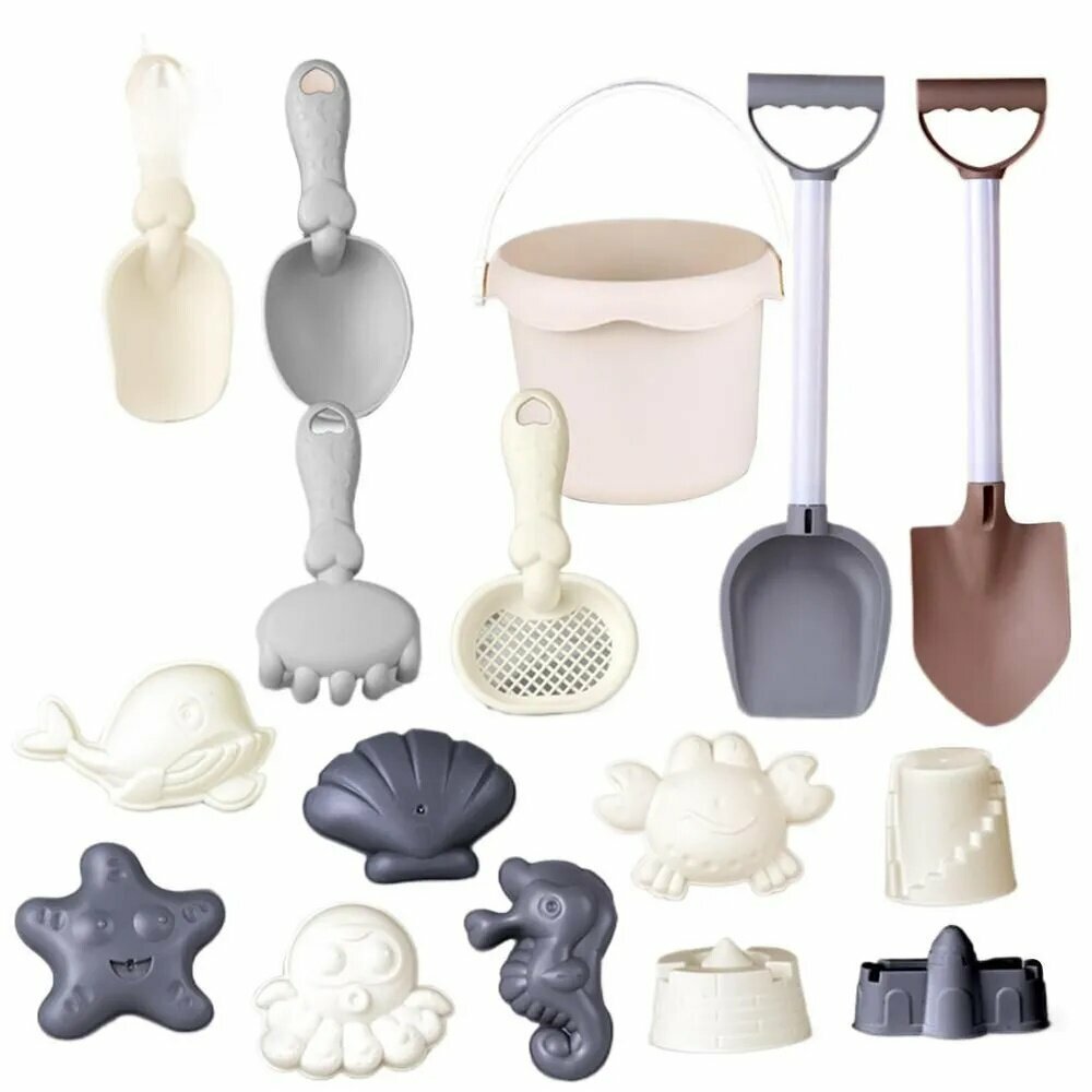 Детский набор для песочницы 16 предметов, Ведро для детских пляжных игрушек