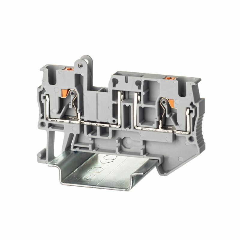 Клемма с размыкателем зажим push-in 2 точки подключения 4кв. мм сер. DKC VPR-4-TG