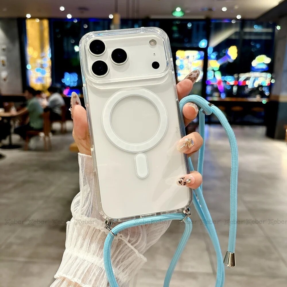 Чехол на iPhone с веревочкой Sky Blue, Magsafe