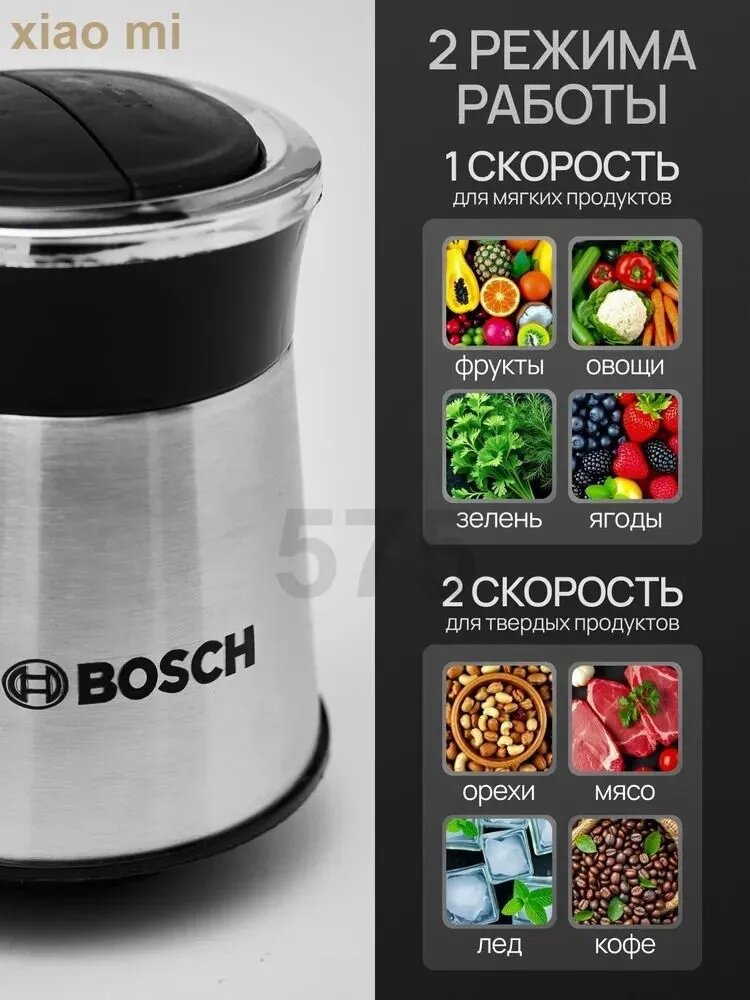 Измельчитель BOSCH мощностью 4000 Вт с объемом 2 литра, 2 режимами скорости для измельчения зелени и лука — фото 1