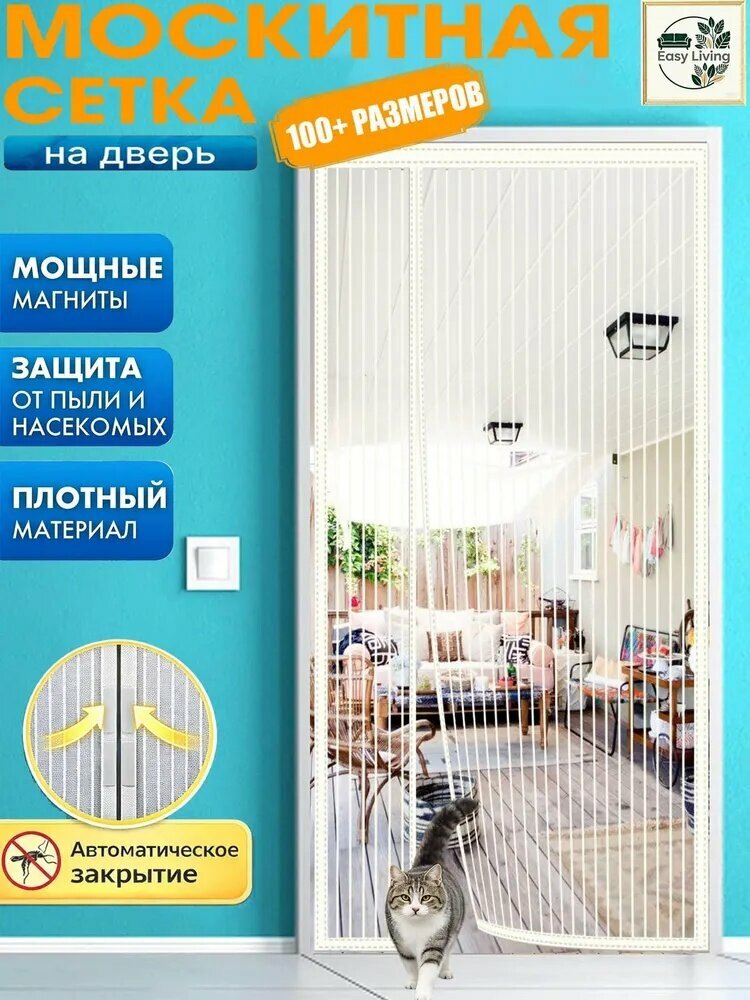 Сетка антимоскитная, сетка москитная на дверь, белый,65x220