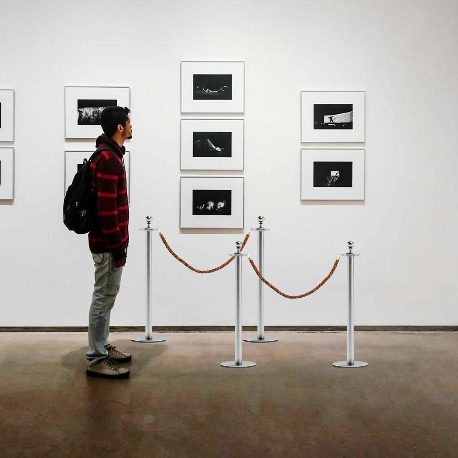 Стальной перильный канат с крюком из полиэстера кофейного цвета для ограждений стоек