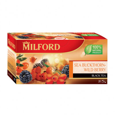 Чай MILFORD Черный байховый ароматизир. Облепиха-Лесная ягода (20 пакетиков) 30г