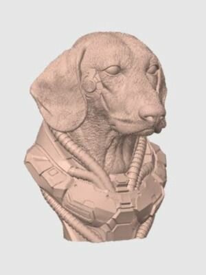 Эксклюзив! Бюст Таксы-Киберпанка (10см, бежевый матовый) - Верный друг, подарок, талисман